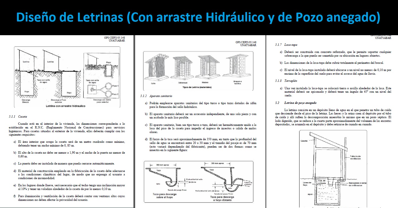Diseño de Letrinas (Con arrastre Hidráulico y de Pozo anegado) - IngeCivil